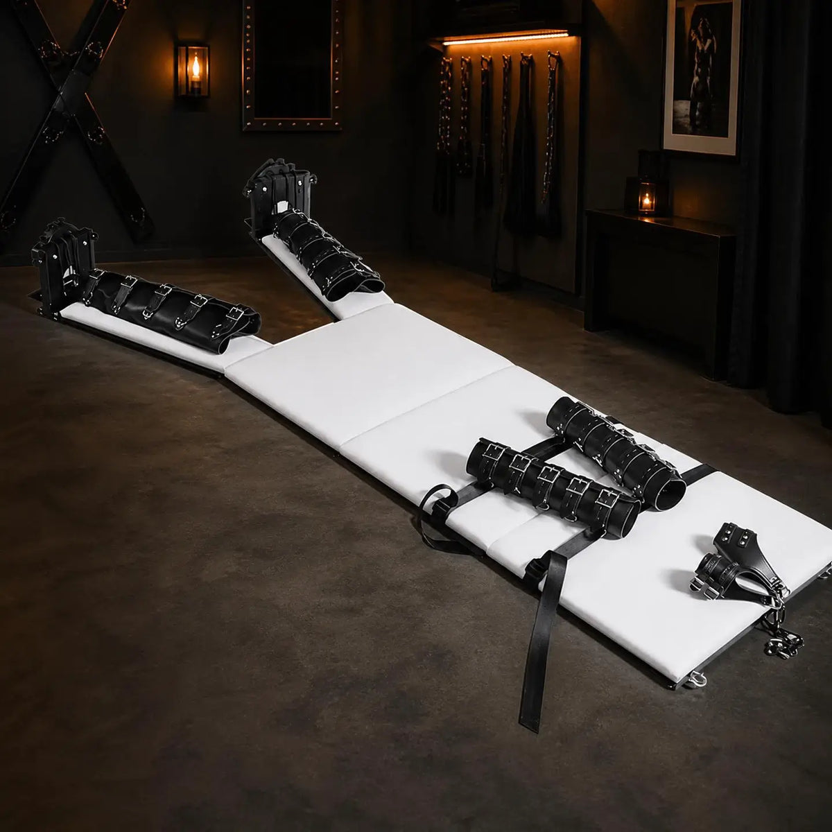 BDSM Bed: Flat Metal Board | Heavy-Duty Bondage Restraint Bed